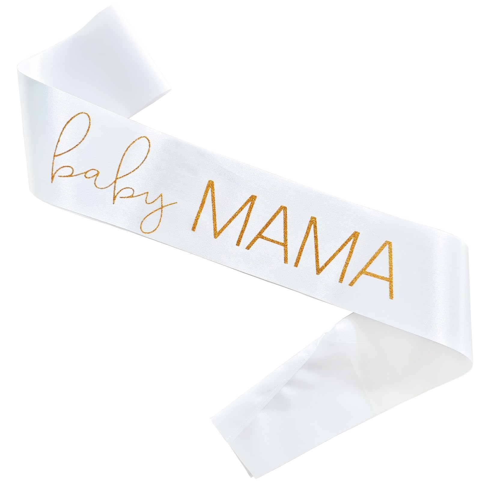 Magnusson's Garden Baby Mama Sash for Baby Shower, Mommy to Be Sash for Gender Reveal, Boy or Girl, Pink or Blue, He or She Baby Sex Reveal Decorations, New Mom Gifts for Women, White