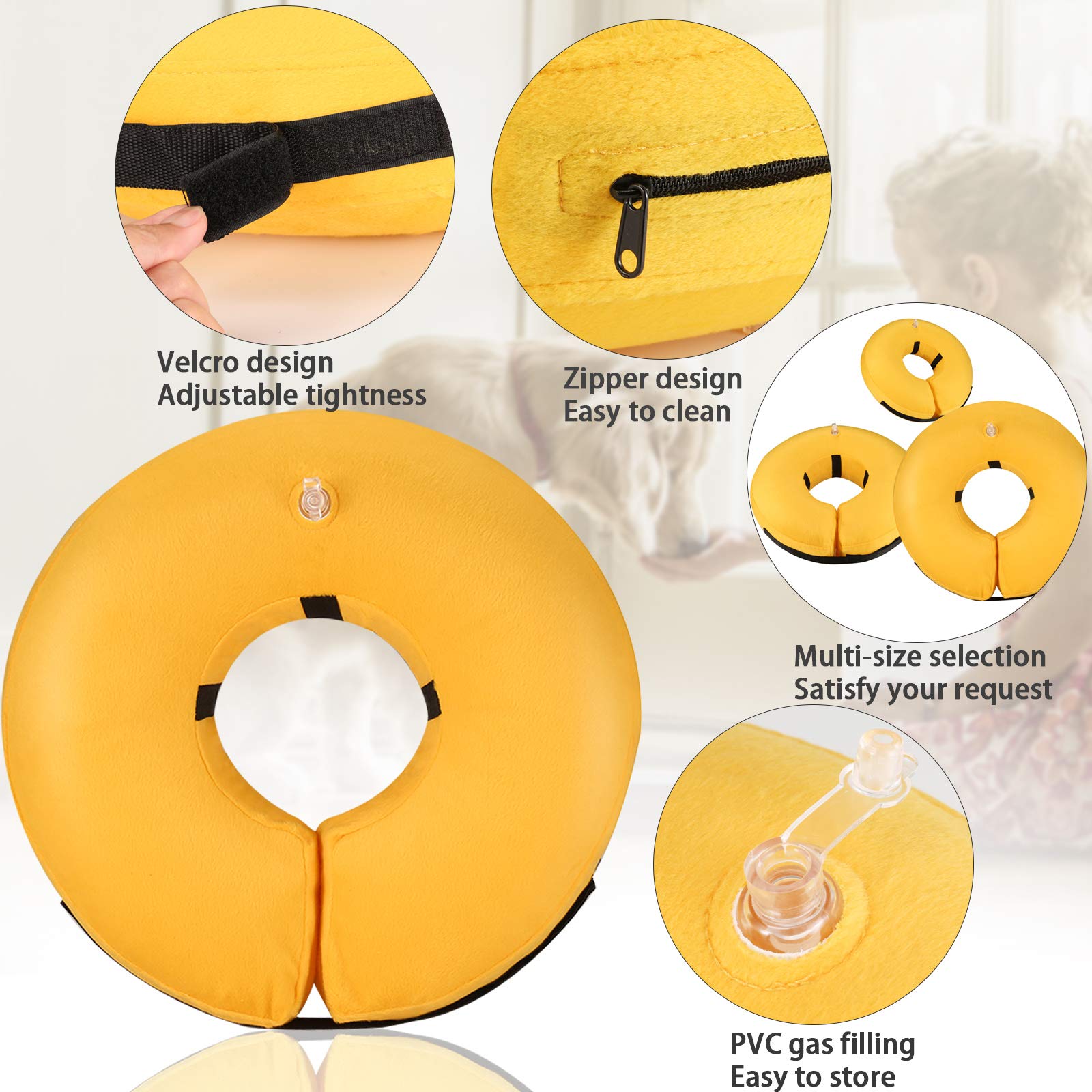 MUKSIRON Recovery Collar for Dogs,Soft Protective Inflatable Dog Cone Collar for After Surgery, Adjustable Elizabethan Collar for Small/Medium/Large Dog and Cats to Prevent from Scratching & Biting