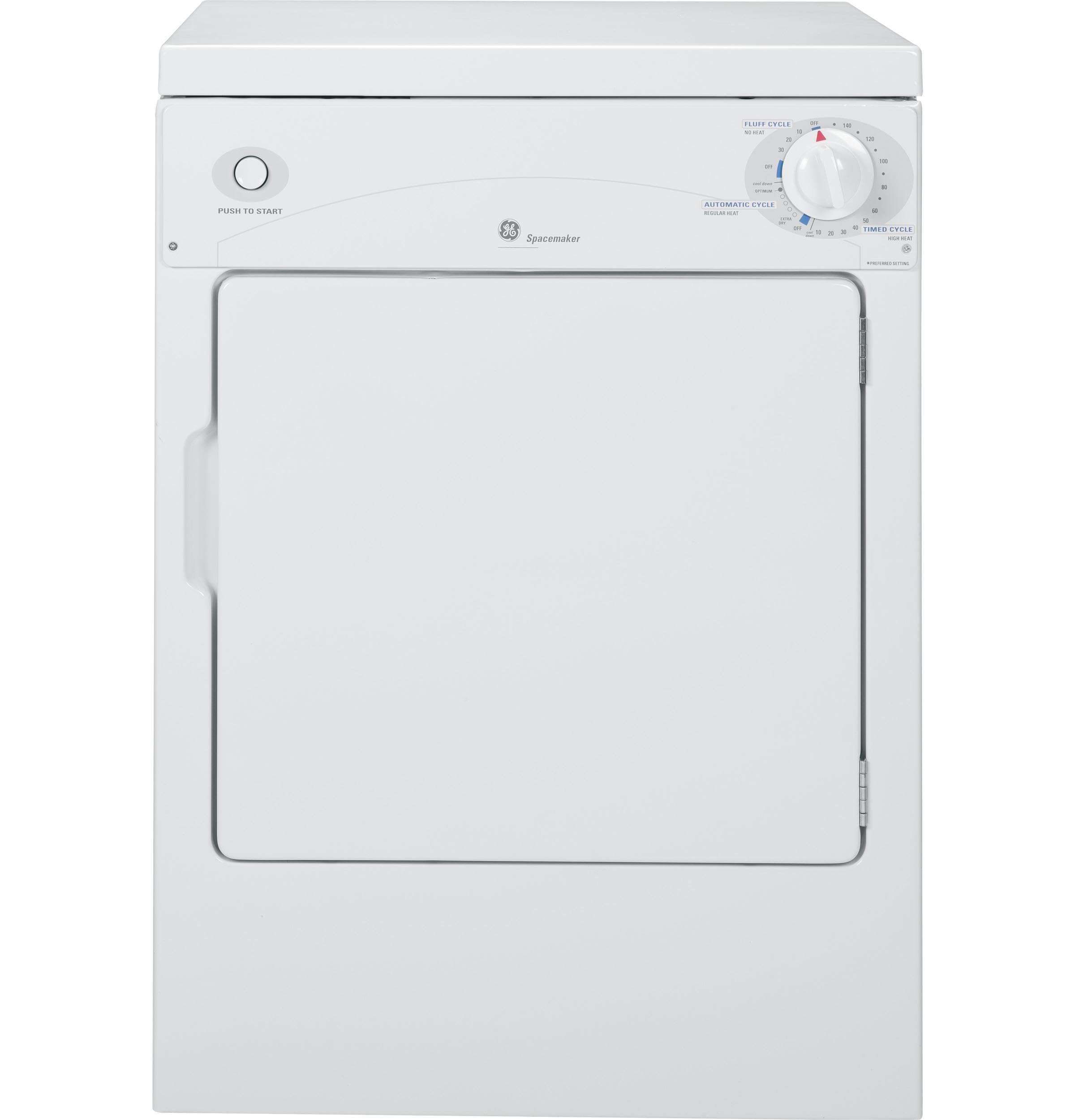 GE DSKP333ECWW Spacemaker 24" Portable Electric Dryer with 3.6 Cubic. Ft. Capacity