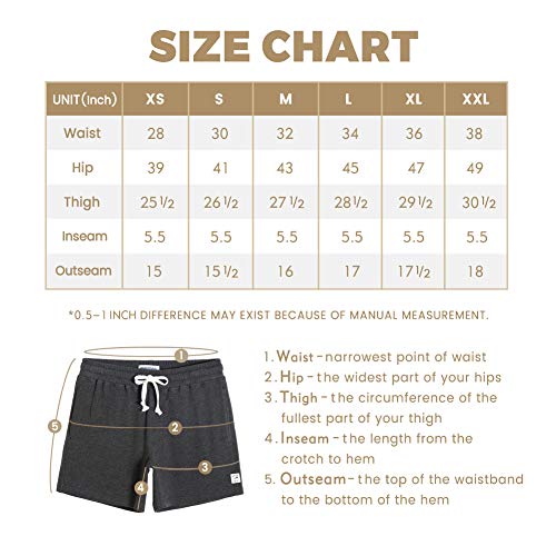 maamgic Mens Athletic Gym Shorts 5.5" Elastic Waist Casual Pajama Pocket Jogger Men Workout Short Pants Ivory