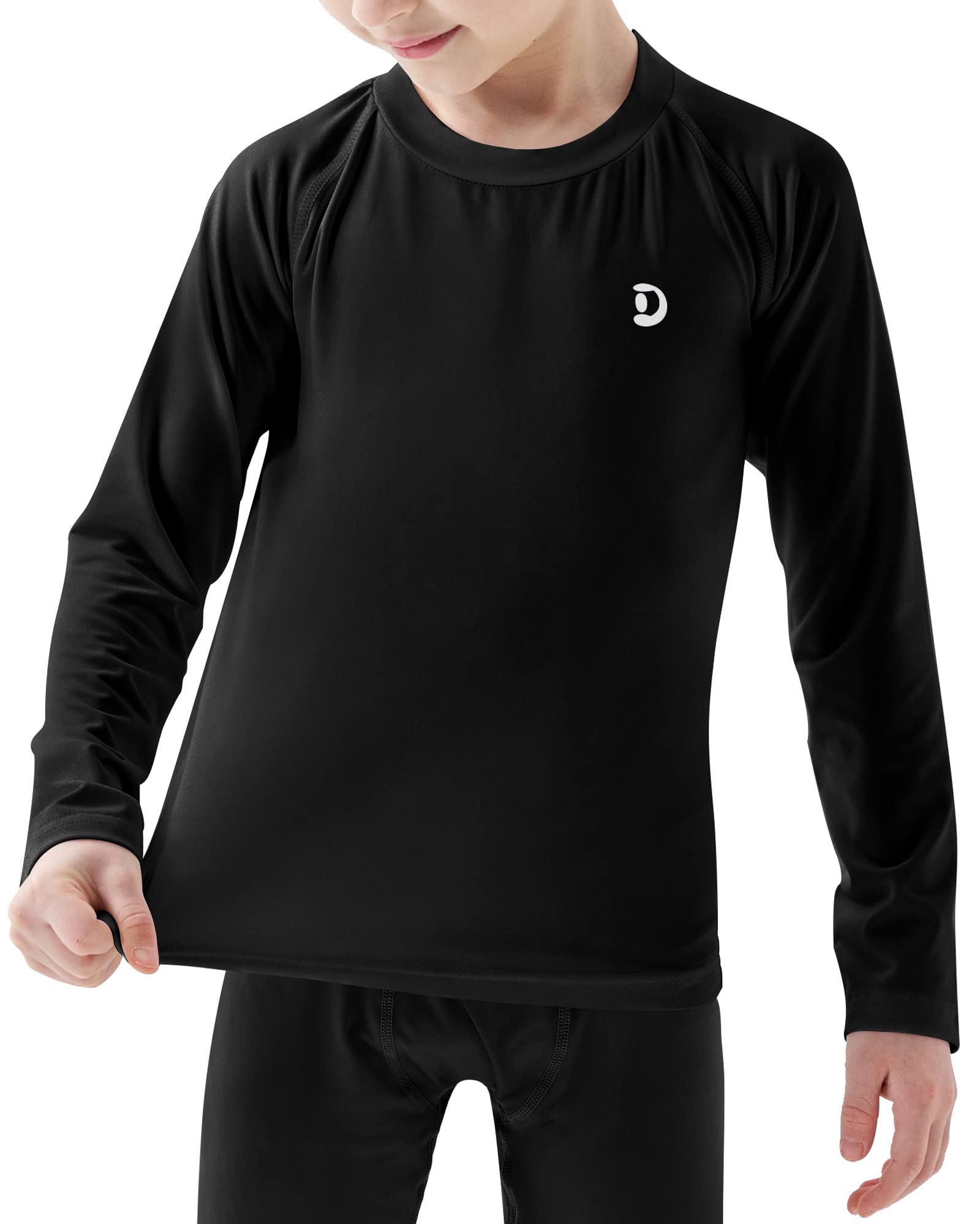 Dizoboee Youth Boys Thermal Compression Shirt Long Sleeve Kids Fleece Baselayers Sports Football Baseball Undershirt Grey S