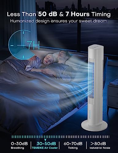 TEMEIKE 3-IN-1 Evaporative Air Cooler, 35-INCH Swamp Cooler Air Conditioner Portable for Room with Remote, 60° Oscillation, 7H Timer, 4 Ice Packs, Windowless Evaporative Cooler for Indoor Home Bedroom