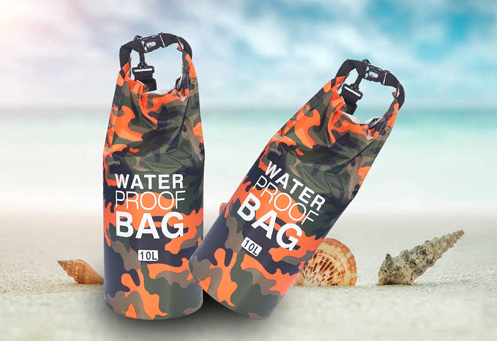 Cargo Women's Men's Waterproof Dry Bag, 10L Roll Top Lightweight Storage Bag Shoulder Backpack Dry Bag, Suitable for Beach, Camping, Kayaking, Surfing, Rafting, Boating, Swimming. (Orange)