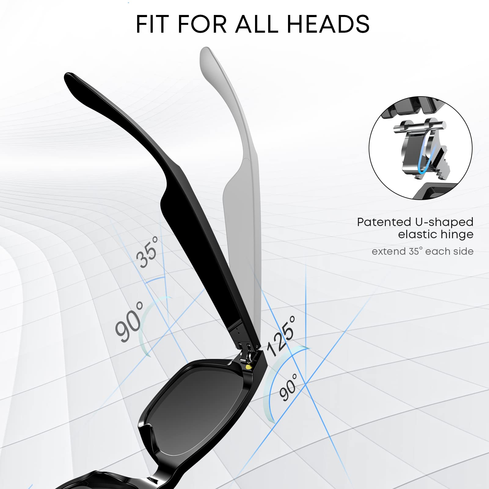 Bluetooth Sunglasses, Blue Light Filtering & Polarized Sunglasses, Smart Glasses with Open Ear Audio, Built-in Mic & Speakers, 6H Battery, Adjustable Touch Frame, for Men Women Home Office Sport