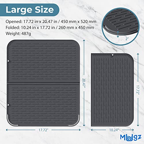 Large Silicone Dish Drying Mat for Kitchen Counter Size 20.5β x 17.7β, Eco Friendly Food Grade Drying Mat, Easy to Clean, Heat Resistant Hot Pot Holder, Dish Washer Safe