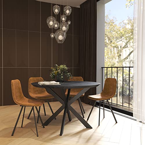 LeisureMod Markley Dining Chair, Light Brown