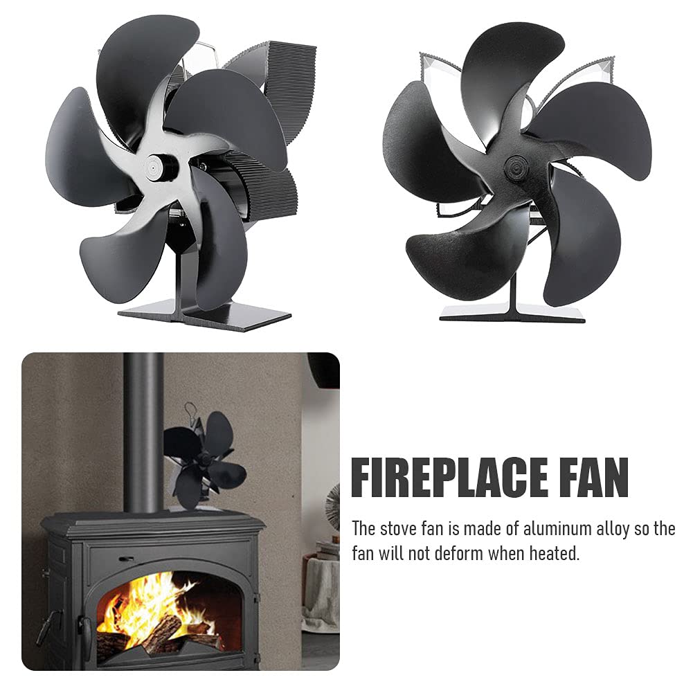 Saycker 5-Blade Fire Fans Heat Powered Stove Fan for Fireplace Wood/Log Burner/Fireplace Increased Efficiency(Black)