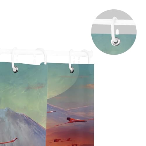 BLuevi Art Flamingo Shower Curtain for Bathroom Waterproof Fabric with Hooks 72x72 Inch