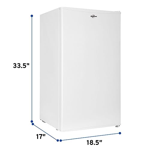 Koolatron Compact Fridge w/Freezer, 3.2 cu ft (91L), White, Space-Saving Flat Back Design, Reversible Door, Full-Width Freezer, Snacks, Beverages, Beer, Den, Dorm, Office, Rec Room, Home Bar