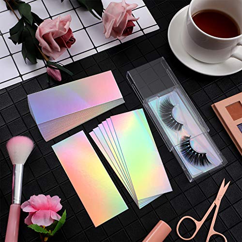 Blulu 50 Pieces Lash Box Internal Glitter Background Paper Rectangle Glitter Cardstock for False Eyelashes Storage Box lashes Case Holder Makeup Cosmetic Container, No Eyelashes Box(null)