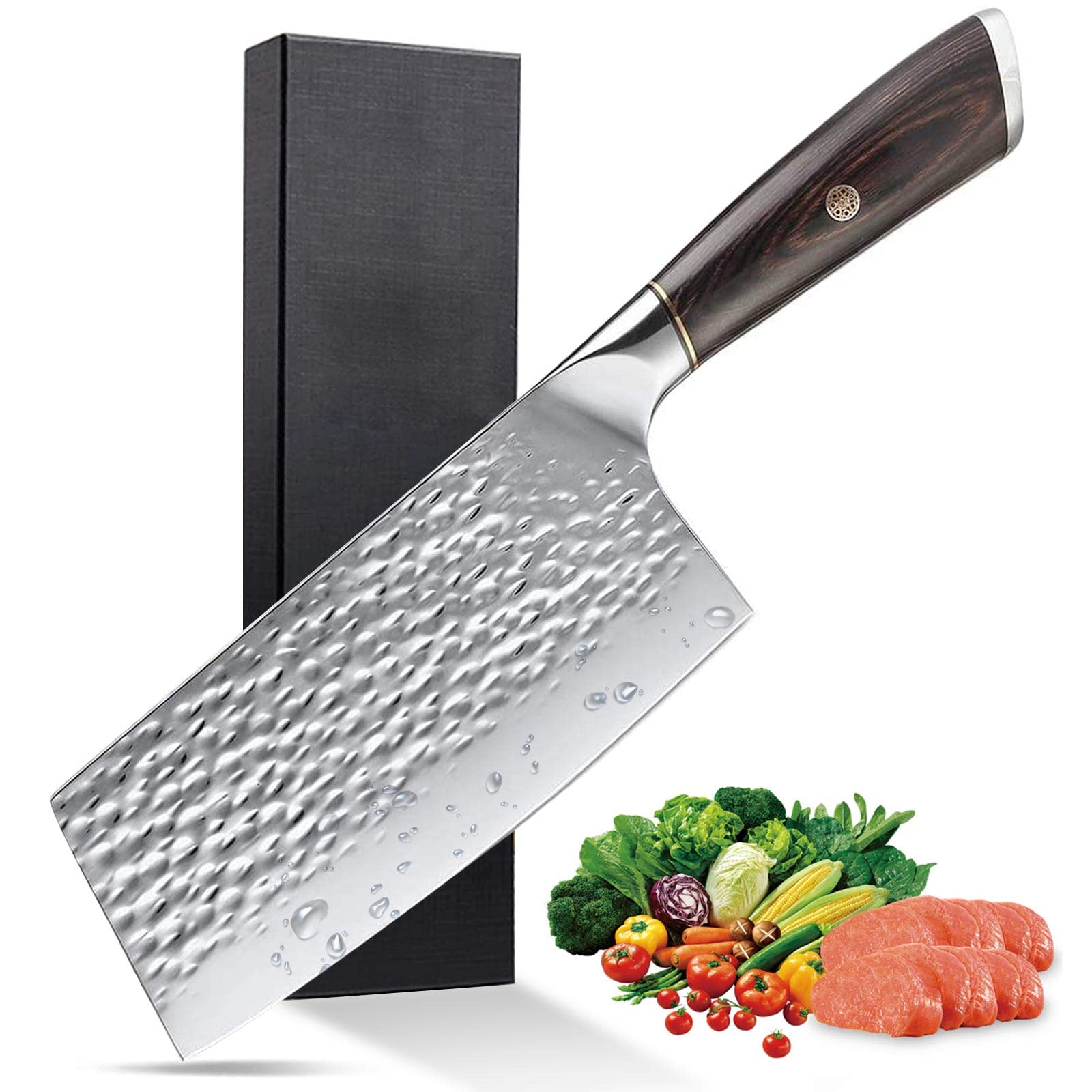 etable Meat Cleaver Knife cooking knife with Wooden Handle7inch Heavy Duty viking knife Chopper for Butcher Slicing Vegetablesā¦