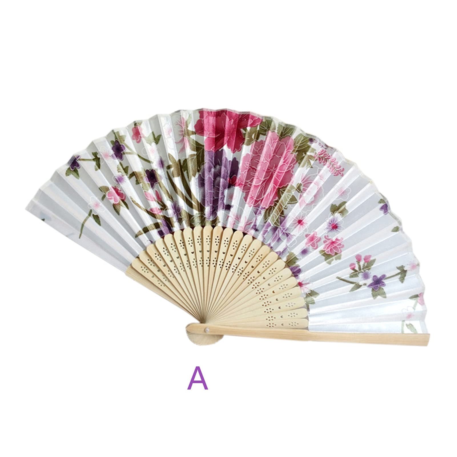DEDONG Folding Fan Silk Folding Fan Hand-held Flower Fan Folding Fan Hand held (Color : C)