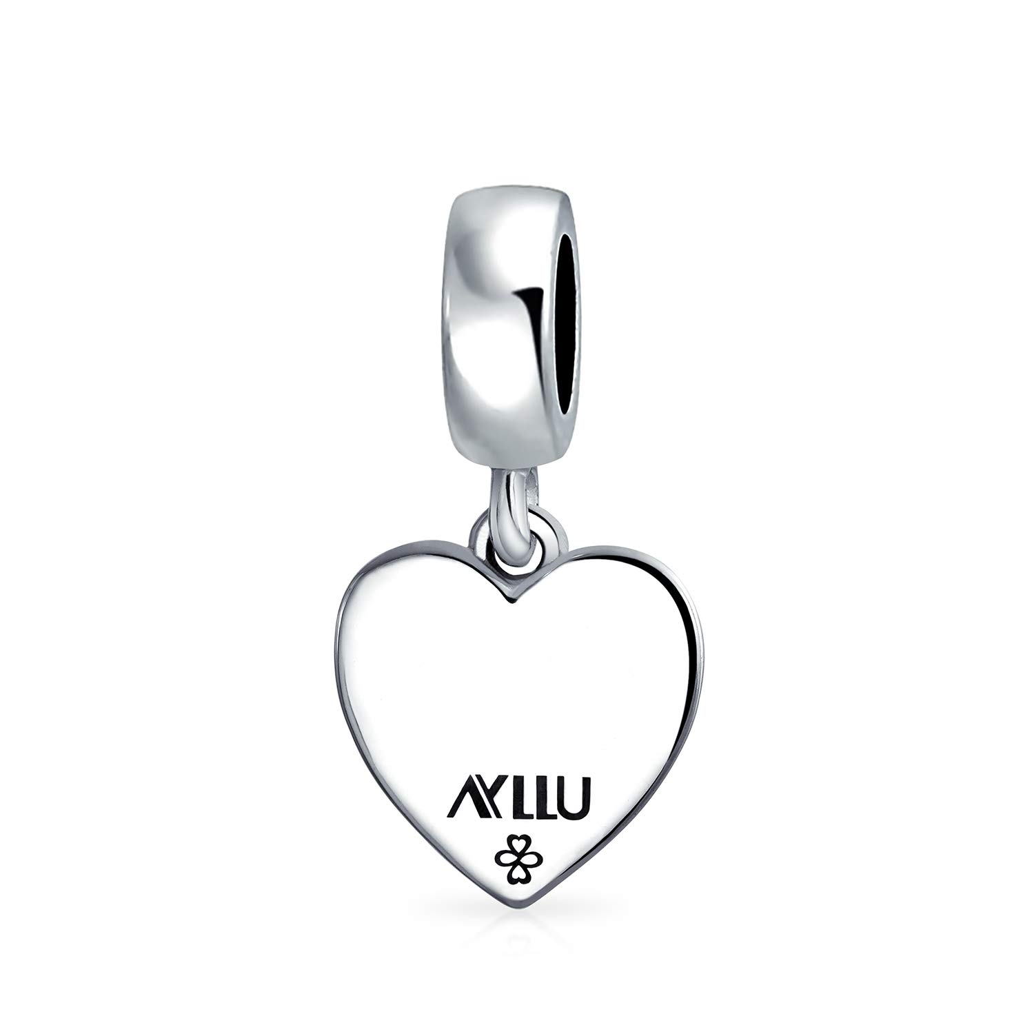 Bling Jewelry Unisex .925 Sterling Silver Inspiration LGBTQ Rights Symbol Rainbow Disc Tag Heart Dangle Bead Charm Personalized Engraved