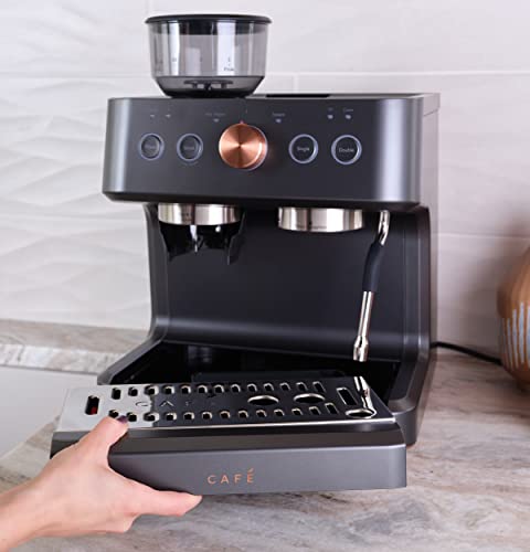 Café Bellissimo Semi Automatic Espresso Machine + Milk Frother | WiFi Connected| Built-In Bean Grinder, 15-Bar Pump & 95-Ounce Water Reservoir | Matte Black, C7CESAS3RD3
