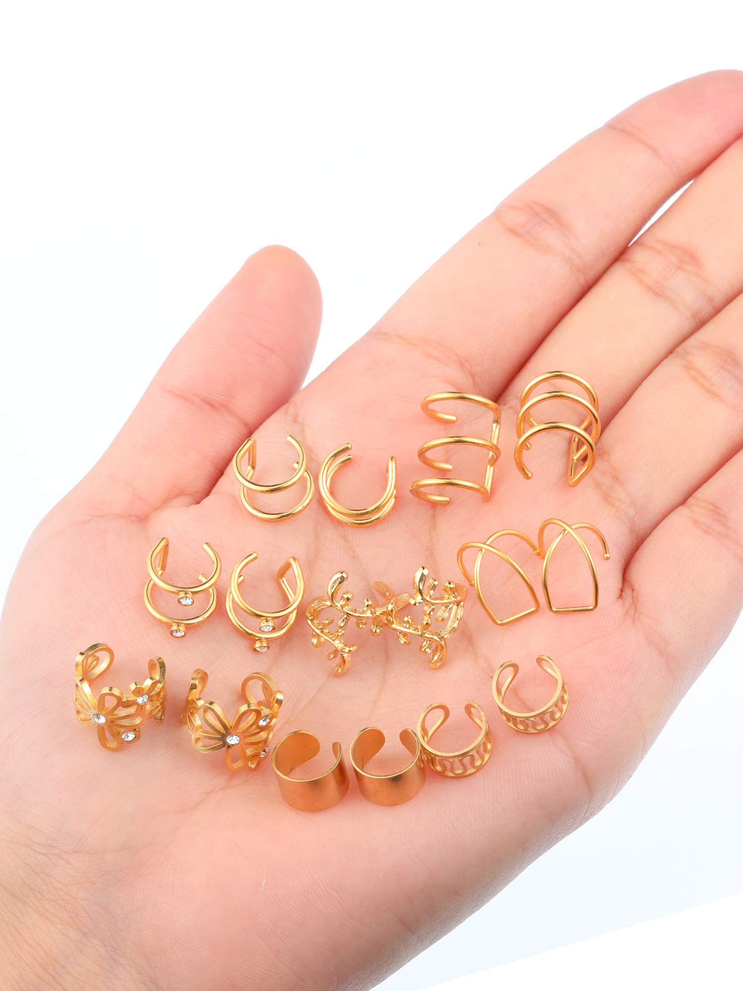 Blulu 8 Pairs Ear Cuffs Earrings Cuff Non Piercing Stainless Steel Clip on Cartilage Earrings for Men Women, 8 Various Styles