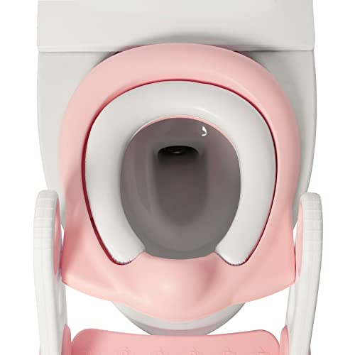 Toddlers Potty Training Toilet Girls, Kids Potty Chair Step Stool, Potty Seat Toilet Step Stool Ladder Fedicelly (Pink)