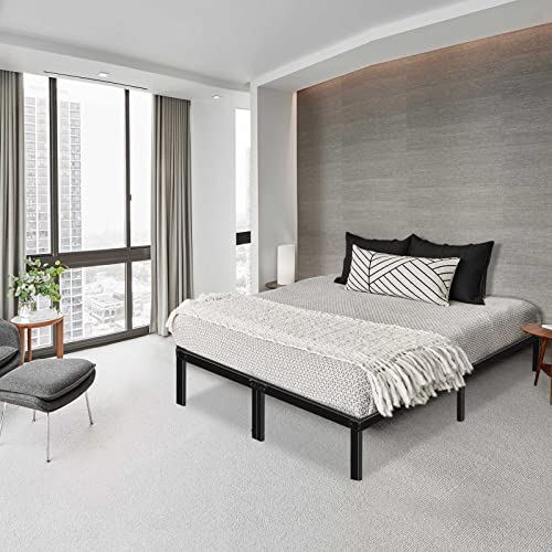 HAAGEEP Platform California King Bed Frame Cal Size Metal Bedframes with Storage No Box Spring Needed Heavy Duty 14 Inch