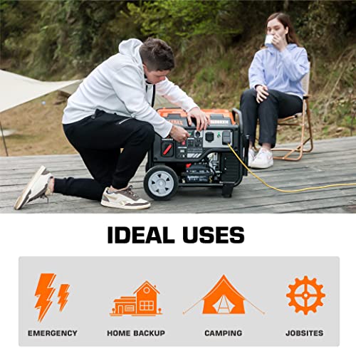 GENMAX Portable Inverter Generator, 6000W open frame Gas Powered High Speed Engine with Electric Start, Ultra Lightweight for Backup Home Use & Job Site,EPA Compliant (GM6000XiE)