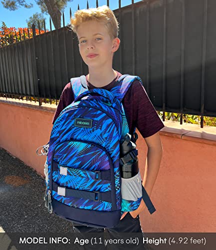 mibasies Kids Backpack for Girls and Boys, Elementary Student Bookbag Middle School Bags(Blue Print)