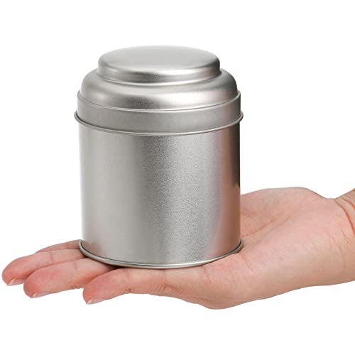 Lawei 6 Pack Tea Tins Canister with Airtight Double Lids, 8 OZ Round Tin Can Box, Small Kitchen Canisters Containers for Storage Tea, Coffee, Sugar, Loose Leaf, Candy, Herbs and Spices, Silver