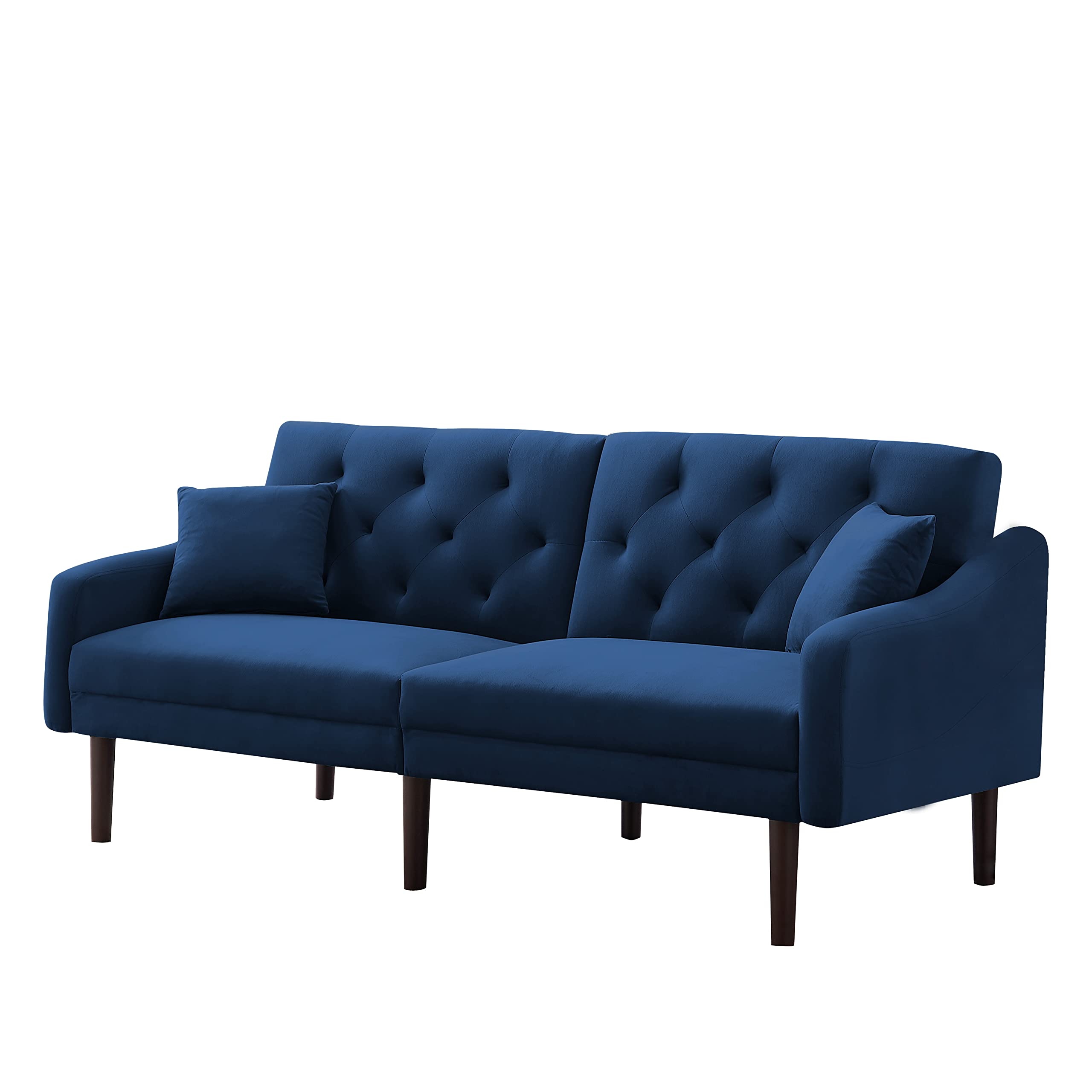 Eafurn Folding Convertible Sleeper Futon Sofa Bed, Comfy Velvet Tufted Recliner Loveseat Couch Guest Bed Sofacama with Reclining Backrest and Wooden Legs for Living Room Office