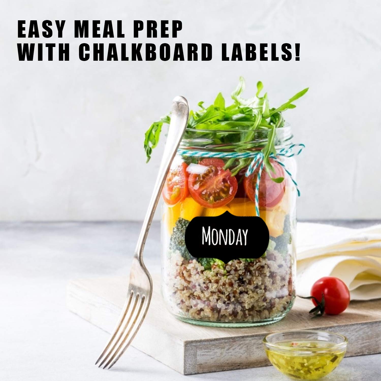 Chalkboard Labels 180 Premium Reusable Chalkboard Stickers, Pantry and Storage Stickers for Jars: Mason, Spice, Glass, Cups, Containers, Canisters. 2 Pack Erasable Chalk Marker (White/Yellow)
