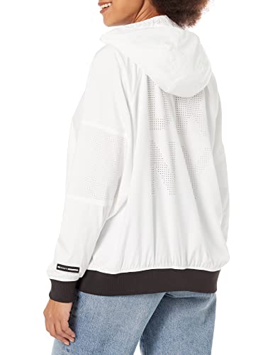 DKNY Women's Sport Perforated W/Hood Jacket, White, Large