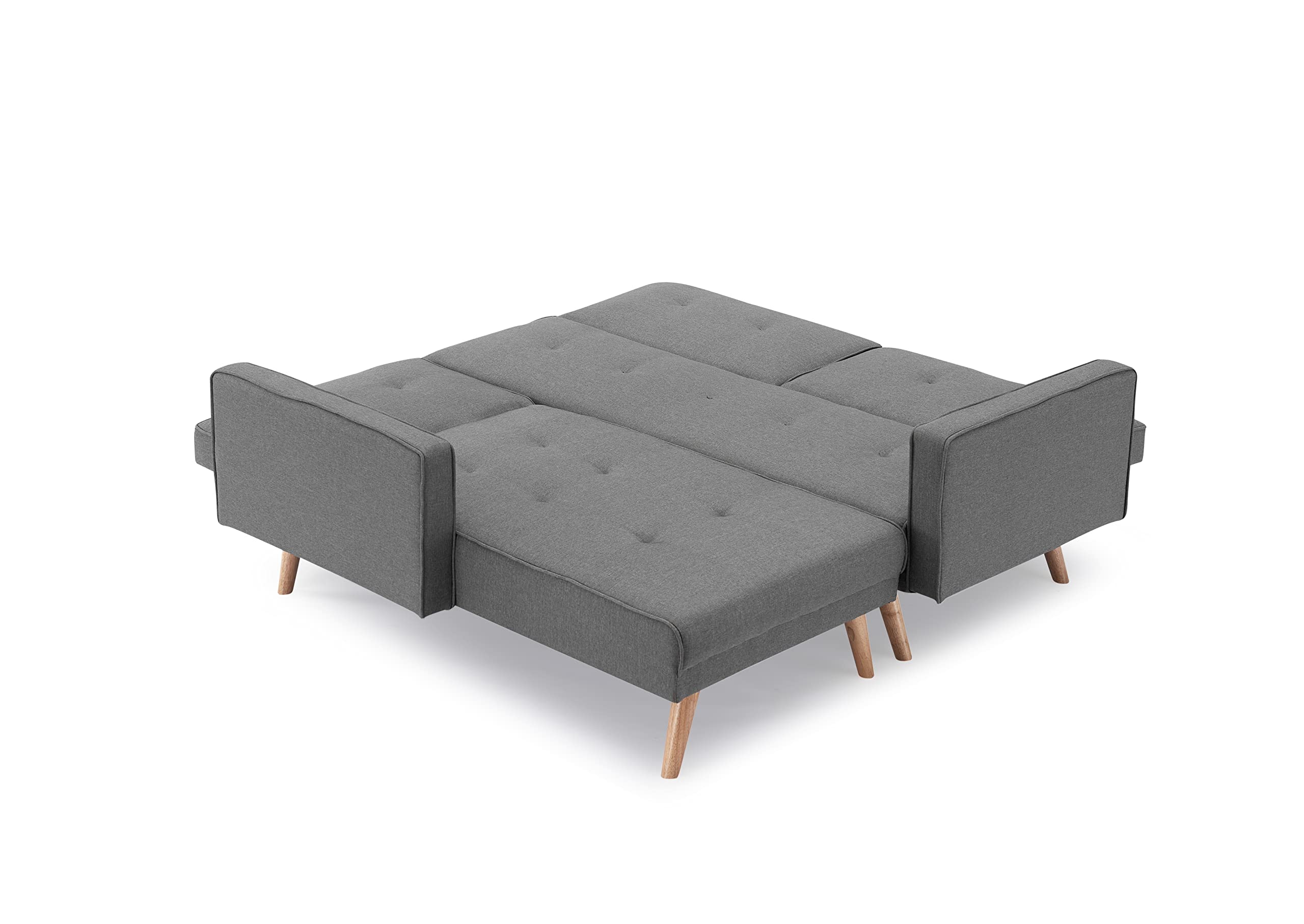 Eafurn L-Shaped Sectional Sofa with Adjustable Backrest and Chaise Lounge,3 Seat Upholstered Sleeper Futon Couch with Solid Wood Legs, Left Hand Facing Tufted Seater Sofa & Couch with 5 Pillows