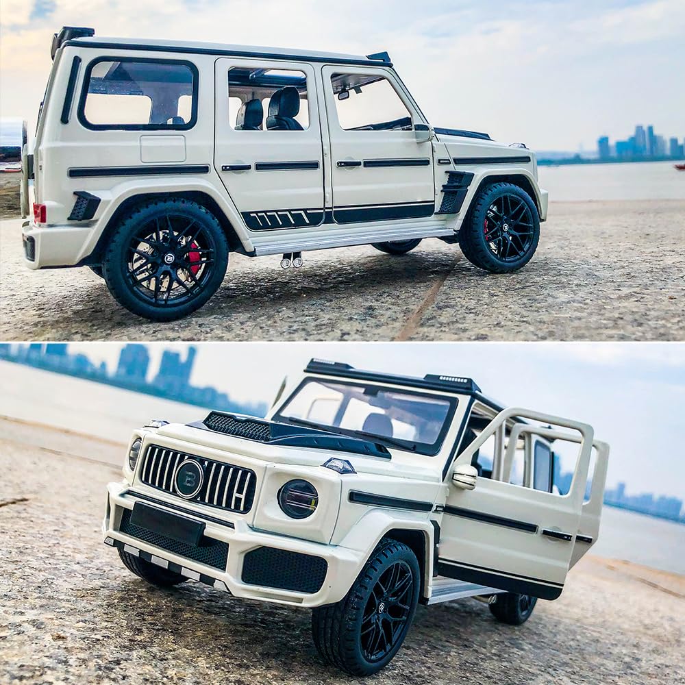 WAKAKAC 1/18 Scale Benz Model Car for Adults Collectible,Pull Back Vehicles with Music and Light,Hood Can Be Opened Cars(White)