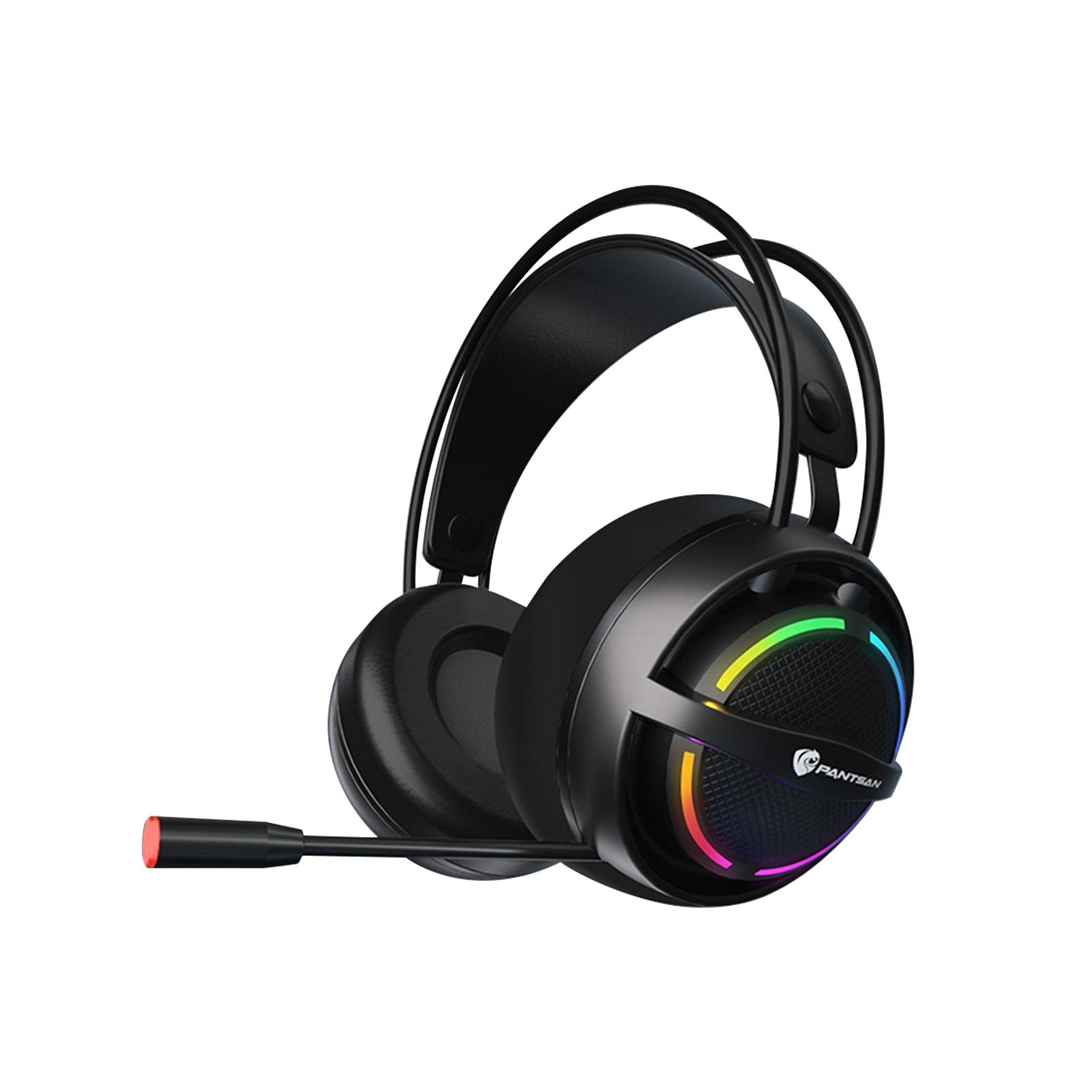 CALIDAKA Gaming Headset Music for PC 50mm Driver with Noise Canceling Mic Wired RGB LED(Black)