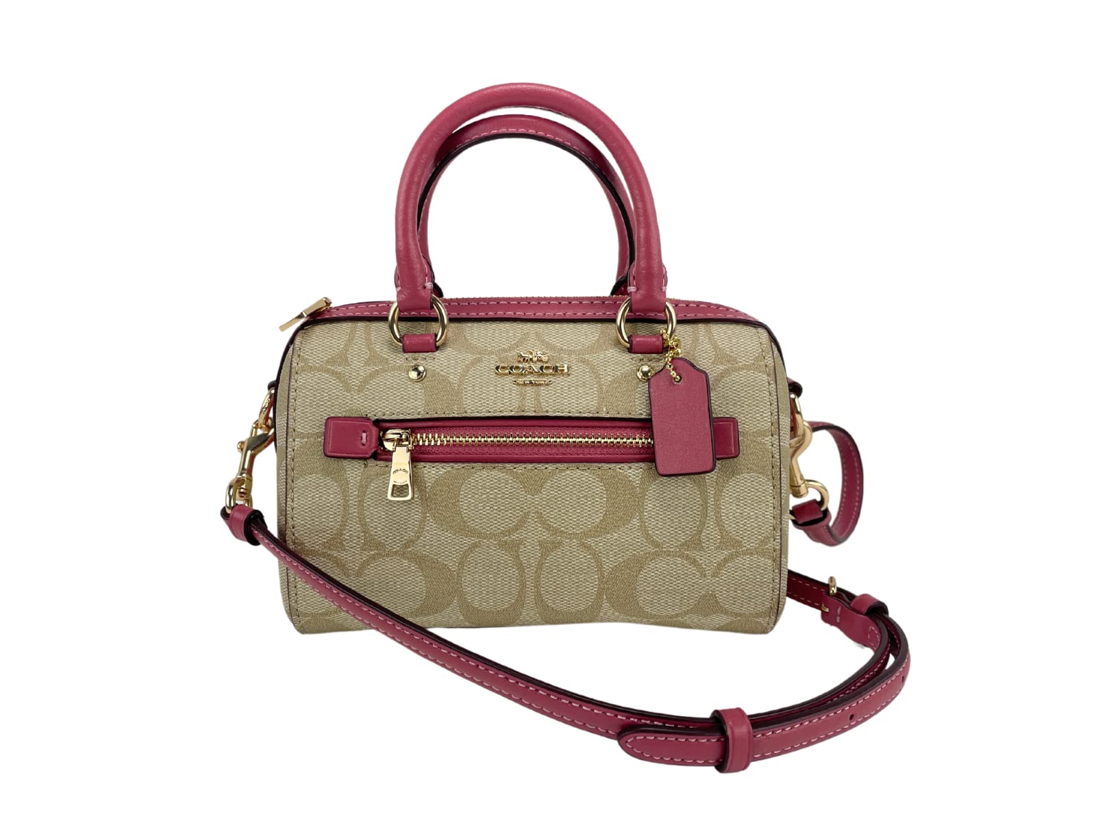 COACH Women's Mini Rowan Crossbody (Signature Canvas - Light Khaki - Rouge)