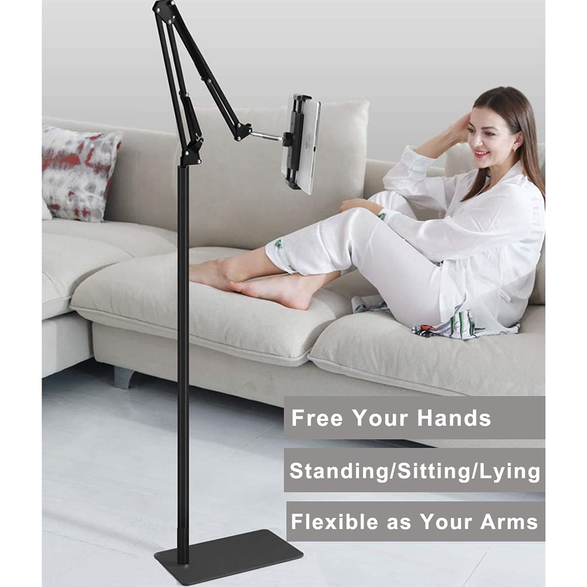 SENLNES Tablet Floor Stand Holder, Adjustable Universal 360-degree Rotatable Metal Tablet Holder, Suitable for iPad Air Mini Pro 12.9/9.7,iPhones, Cell Phones (4.7"-12.9")