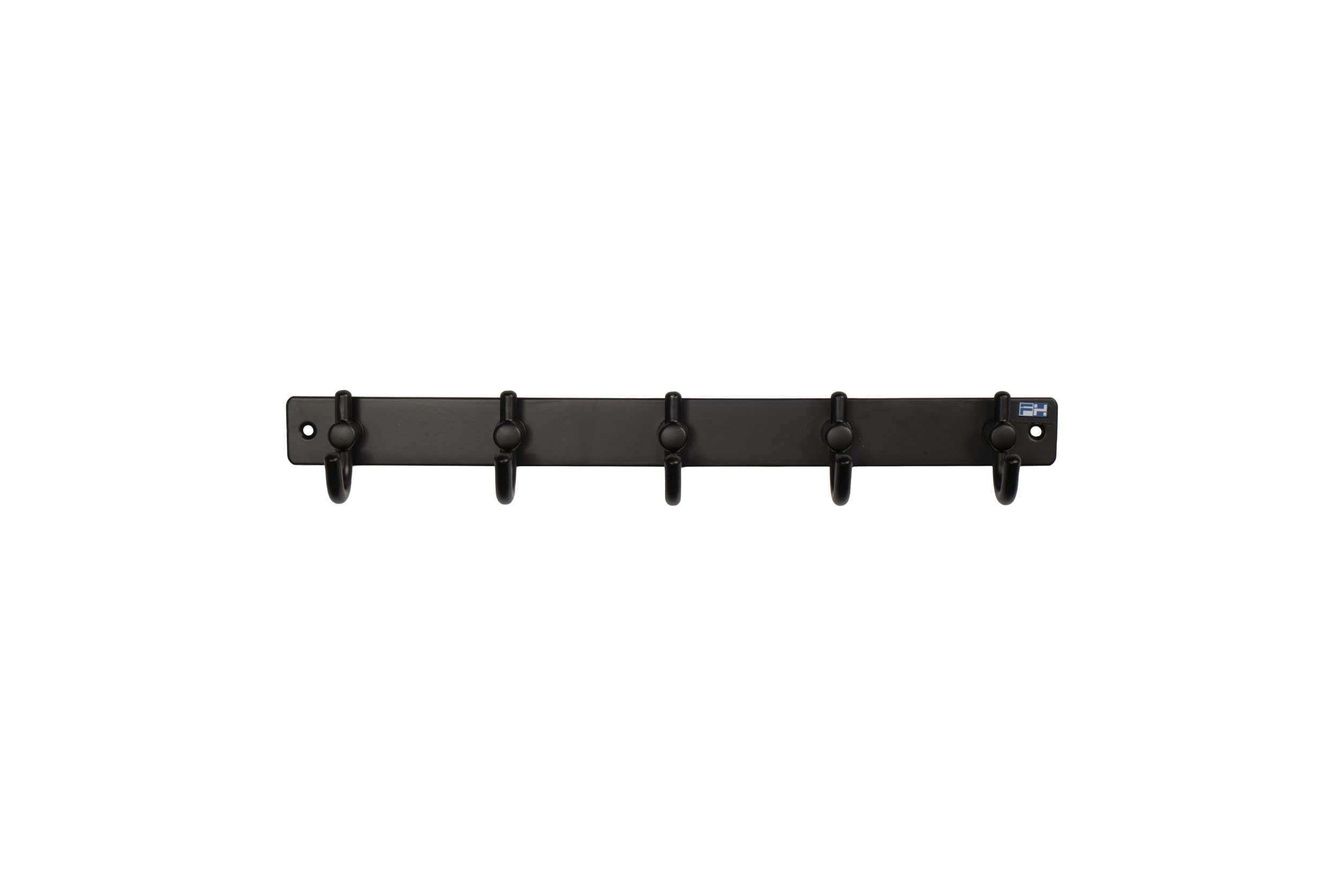 FantasHome 15" Wall Mounted Metal Hook Rack with 5 Hooks - Black