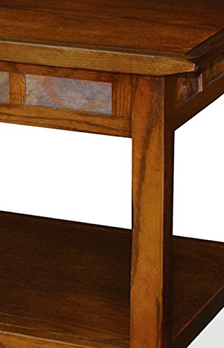 Leick Home 10058 Slate Tile Coffee Table with Shelf, 20 in x 38 in x 20.5 in, Rustic Oak