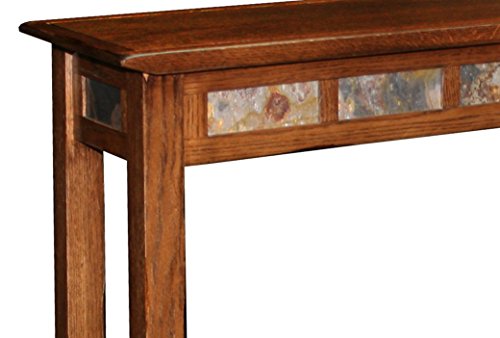 Leick Home 10059 Rustic Slate Tile Hall Console Sofa Table with Shelf, Rustic Oak