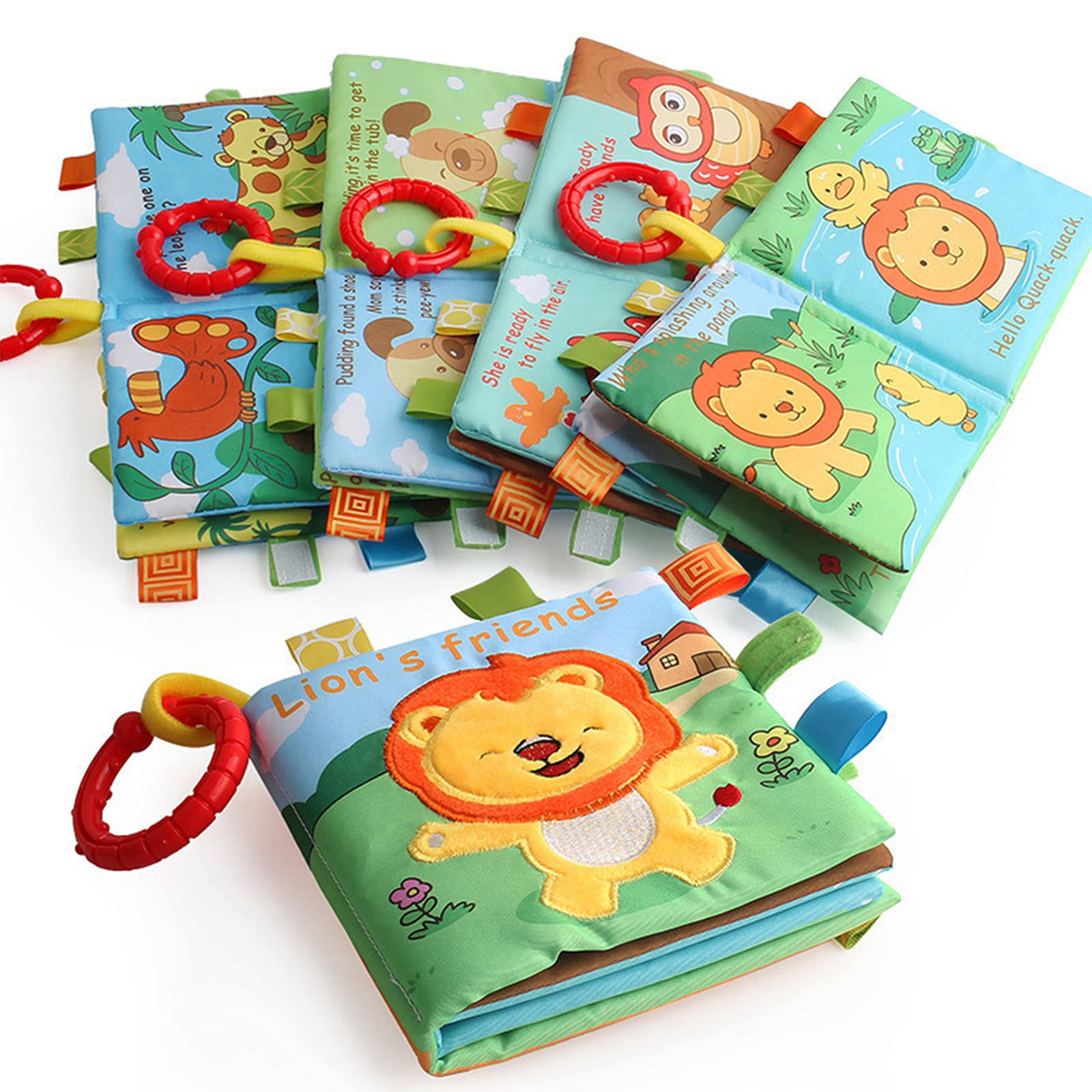 MUBEN Baby Activity Book with Attachable Link for On-The-Go Travel, Soft Crinkle Cloth Book Rattle Toy for Infants Educational Learning Toys for Babies Newborn to One Year