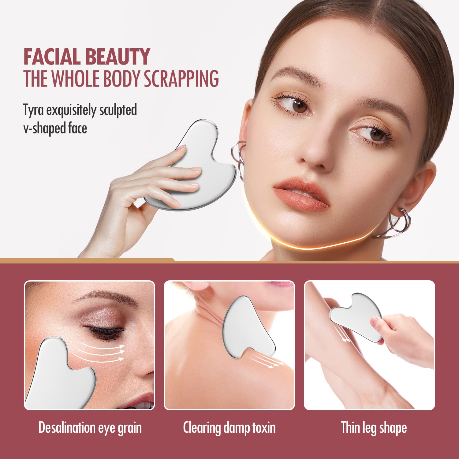 Face Massager Roller Metal Face Roller 3D Facial Roller and Gua Sha Massage Tool Kit Cooling Beauty Skin Roller for Face, Eye, Neck, Body Skin Care Tools Gift Sets for Women