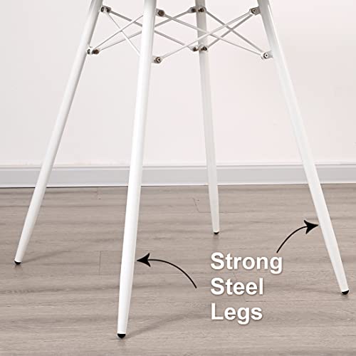 RokiaTek Round Dining Table Dia 31.5" Wood Top Metal Legs Simple Modern Leisure Table for Kitchen Dining Room Cafe Office Conference Coffee Room 2 to 4 People, White