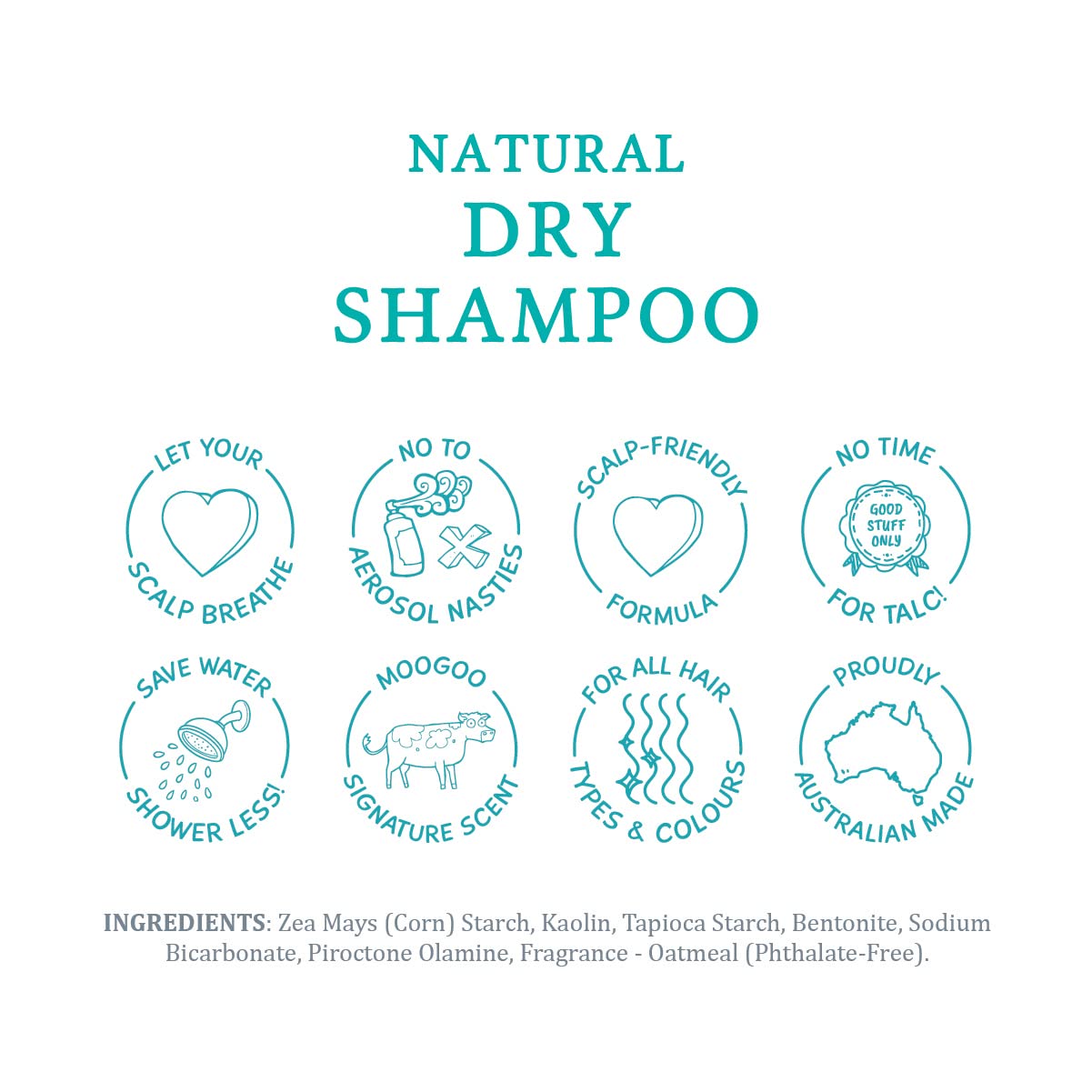 MooGoo Dry Shampoo Powder – Natural, Talc-Free, Non-Aerosol Hair Refresher & Volumiser for All Hair Types & Colours, Scalp-Friendly Formula, 100g / 3.5 oz.