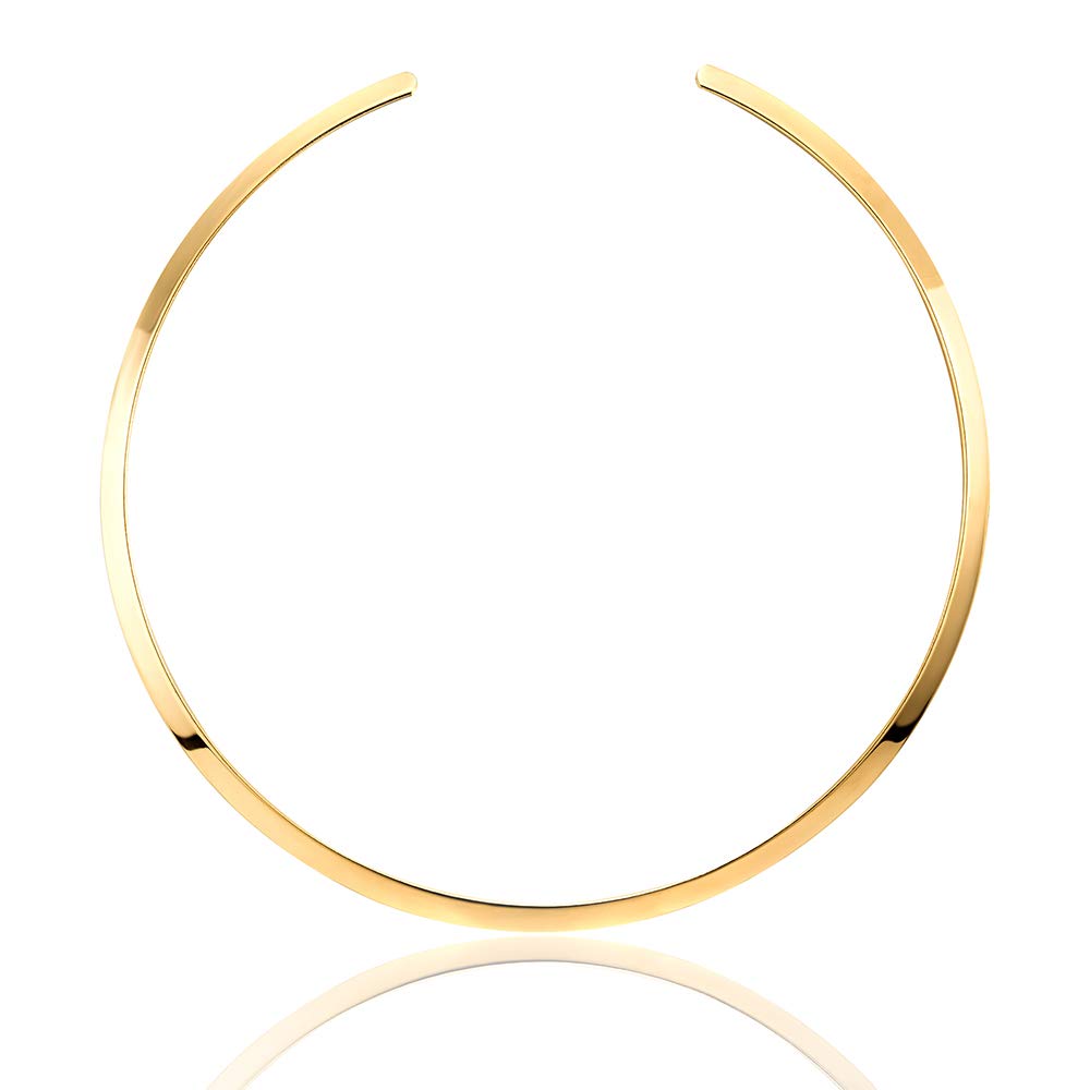 Carweilon Statement Women Choker Necklace Polished Stainless Steel Chunky Necklace Jewelry Gift (0.1inch width, Silver)