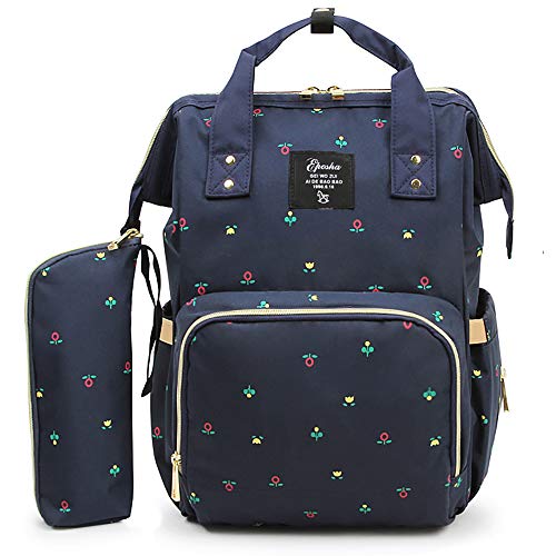 Chamqueen Diaper Bag Waterproof Nappy Bag Large Capacity Baby Diaper Backpack Gift for Novice Moms Blue