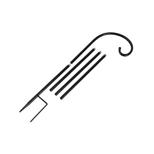 GSM Brands Shepherds Hook 65 Inch, Black, Adjustable Design.5 Thick Yard Decor for Hanging Up to 20 lbs.