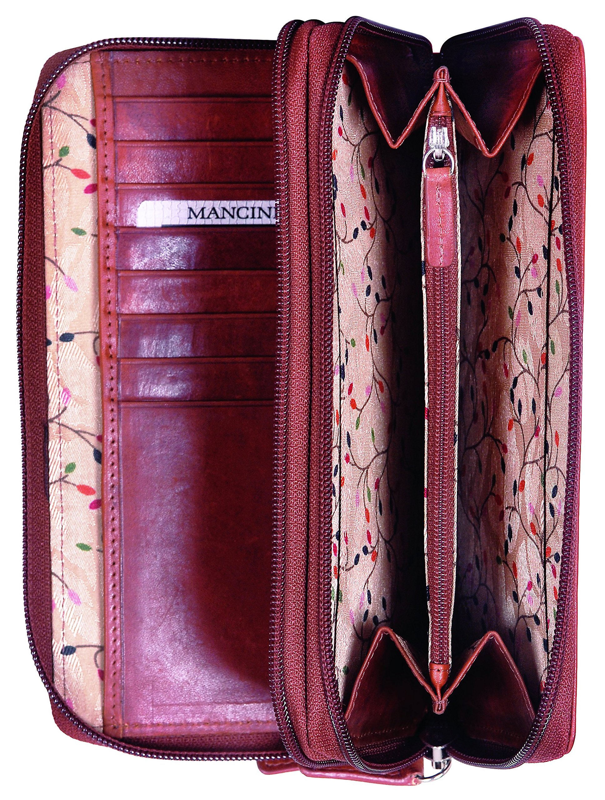 Mancini Leather Goods Casablanca Collection: Ladies’ RFID Double Zipper Clutch