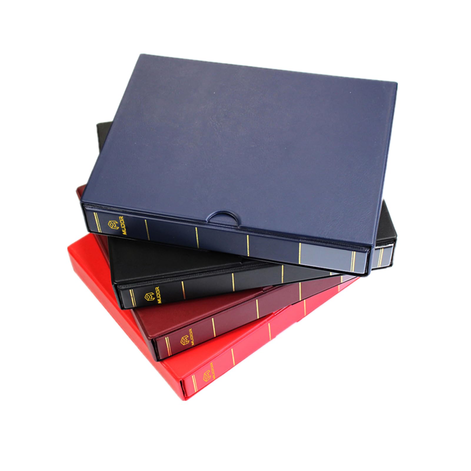 MUDOR Empty Stamp Albums Stockbook for Professional Collectors, Classic Binder with Slipcase (Black)