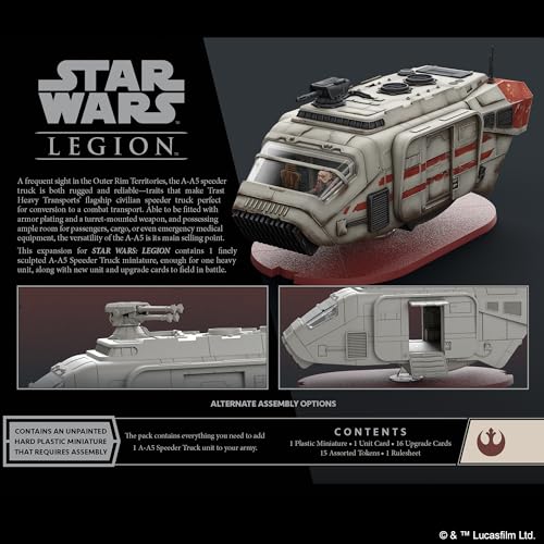 Star Wars: Legion A-A5 Speeder Truck Unit Expansion - Rugged Combat Transport! Tabletop Miniatures Strategy Game for Kids and Adults, Ages 14+, 2 Players, 3 Hour Playtime, Made by Atomic Mass Games