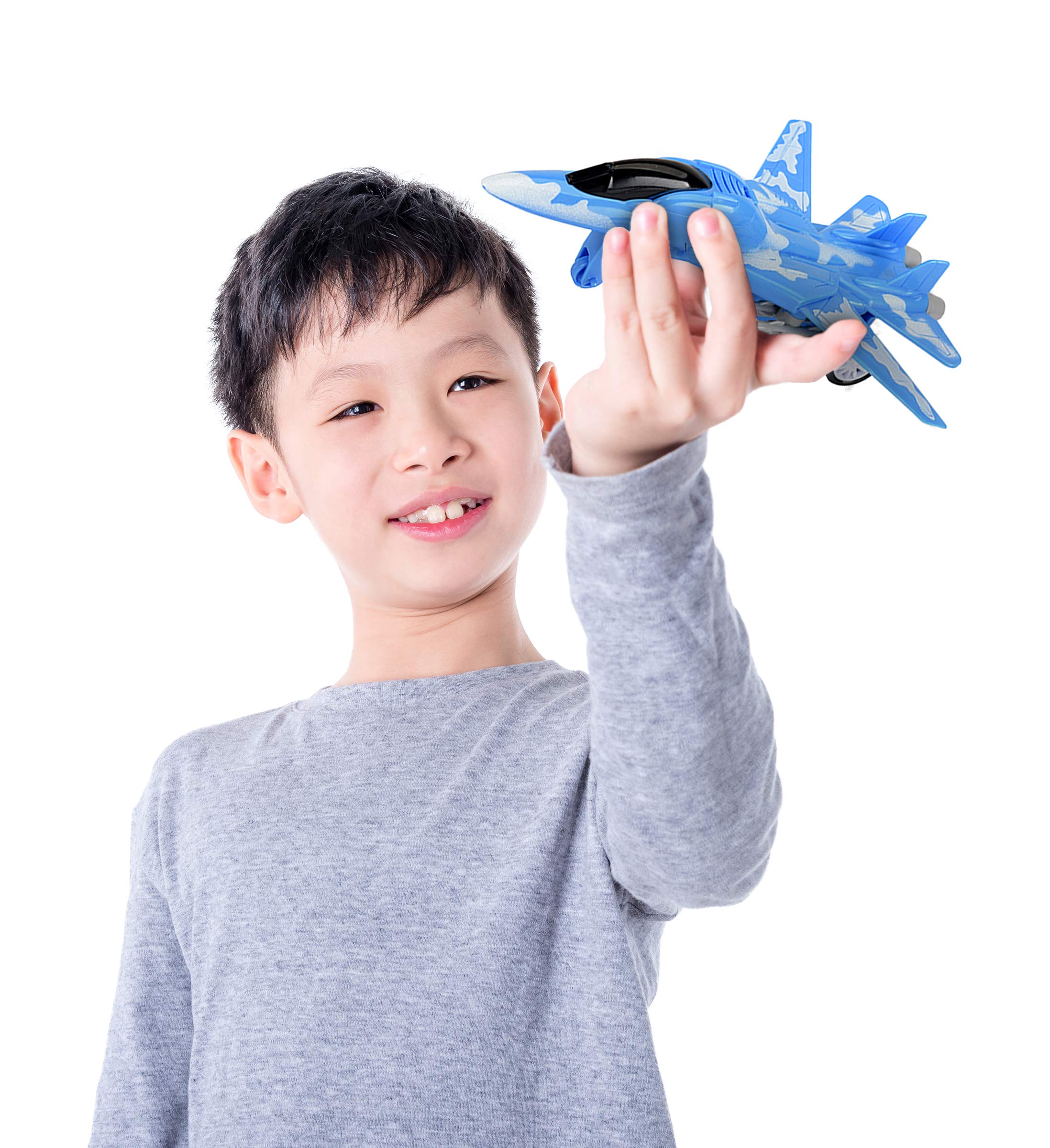 Mozlly Combat F 22 Toy Plane Set – Friction-Powered Kids Fighter Jet Toy Bundle Camouflage Toy Airplanes for Boys & Girls – Pull Back Air Force One Toy Military Jet Model Plane Set of 3