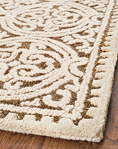 SAFAVIEH Cambridge Collection Area Rug - 8' x 10', Tan & Multi, Handmade Moroccan Wool, Ideal for High Traffic Areas in Living Room, Bedroom (CAM232A)
