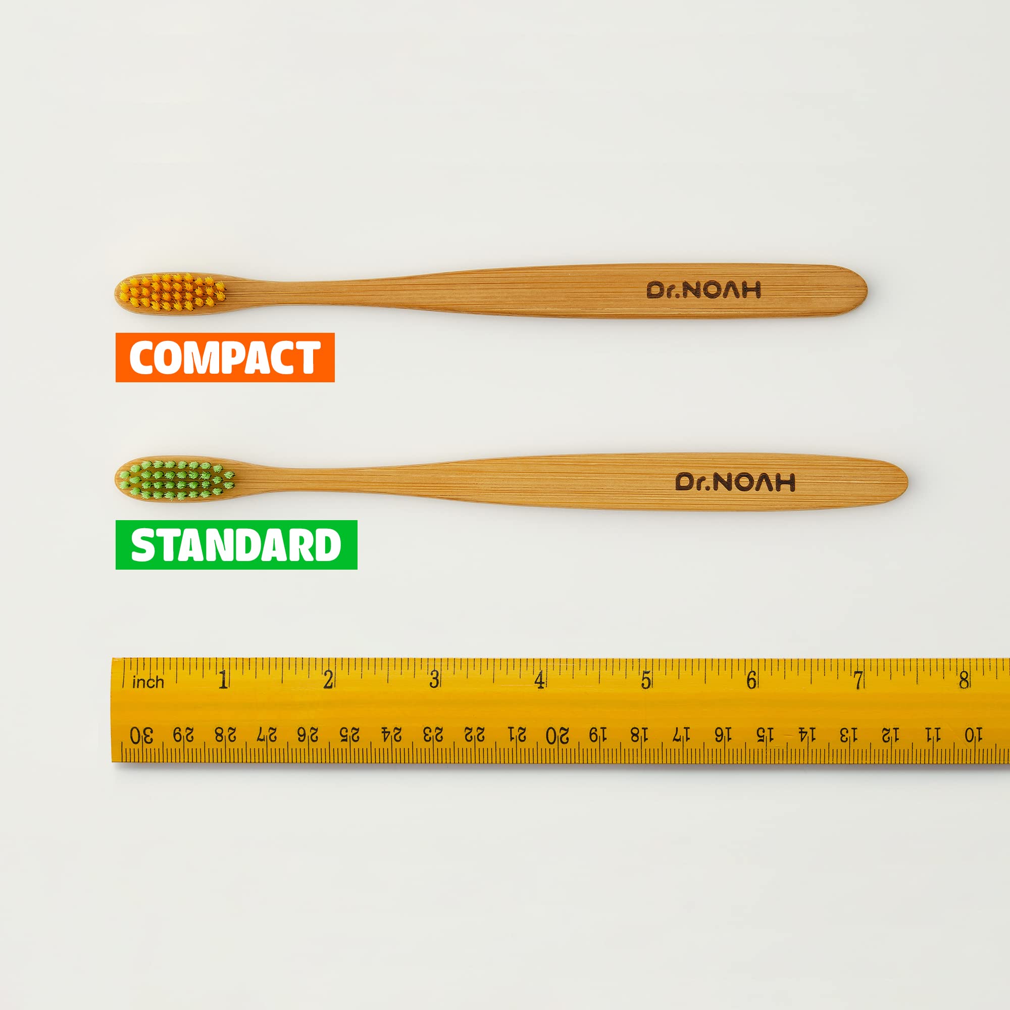 DR.NOAH Maru Bamboo Toothbrush Standard, 6 Pack | Long Tapered Bristles | Ultra Soft, Two-Level BPA Free Bristles | Waterproof & Durable Toothbrushes | Ergonomic Design | Zero Waste