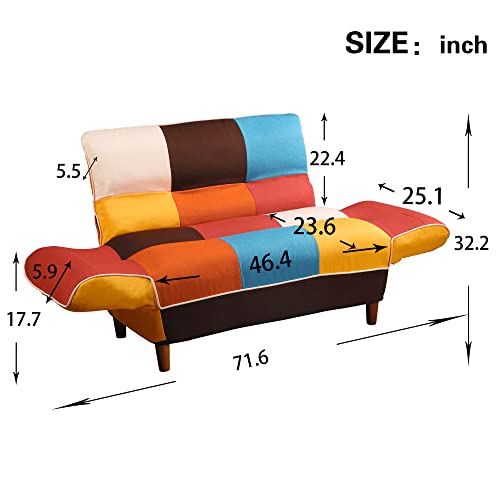 LUMISOL Modern Loveseat Sleeper Sofa Couch, Convertible Futon Sofa Couch with Adjustable Armrest and Backrest for Living Room, Apartment