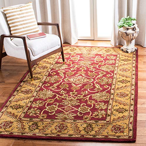 SAFAVIEH Golden Jaipur Collection 7'6" x 9'6" Black / Gold GJ250D Handmade Traditional Premium Wool Area Rug